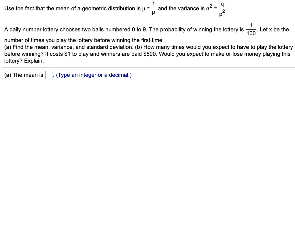 Solved Use the fact that the mean of a geometric | Chegg.com