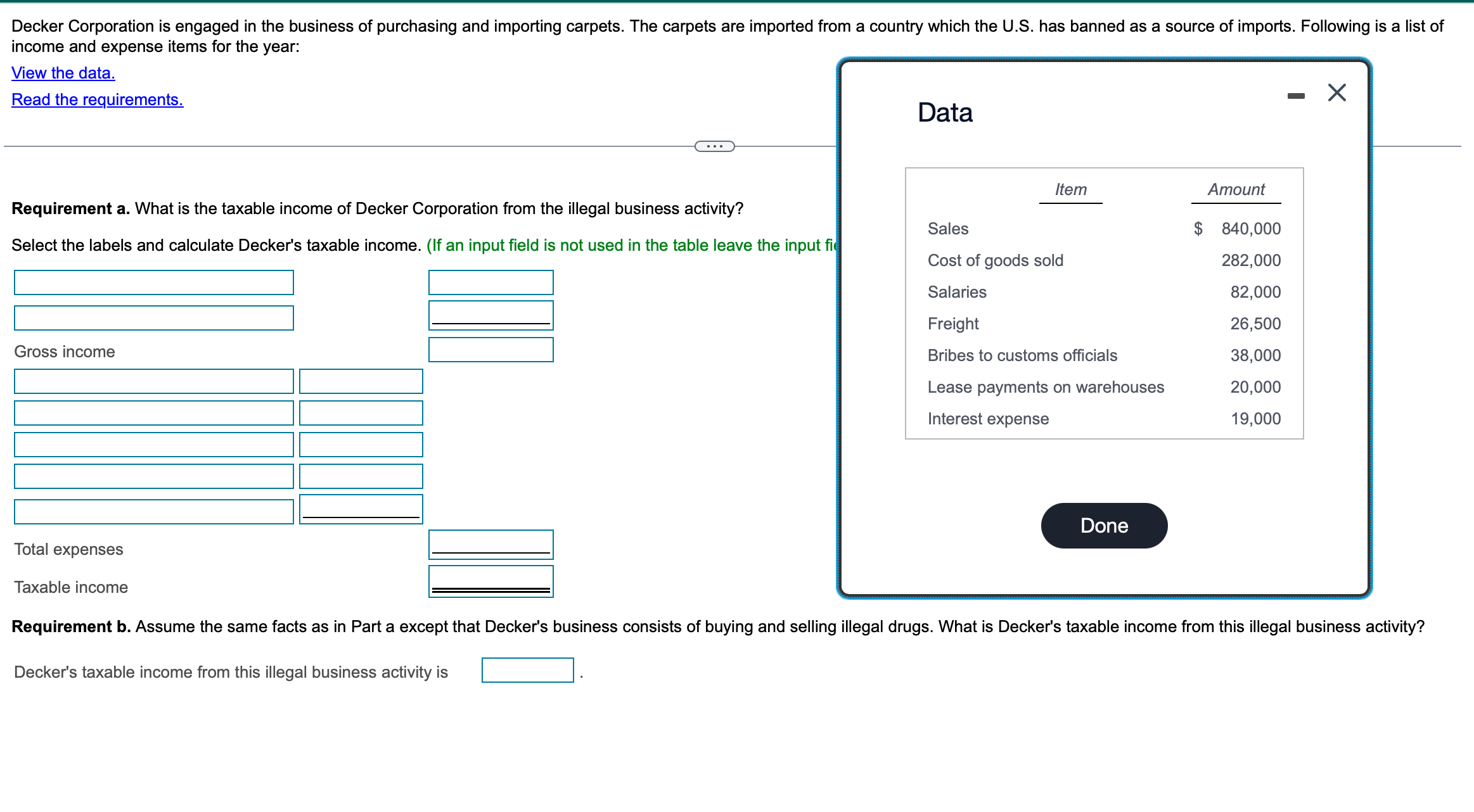 Solved income and expense items for the year:View the | Chegg.com