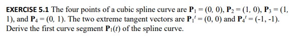 Solved EXERCISE 5.1 The four points of a cubic spline curve | Chegg.com