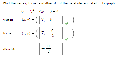 Solved Find the vertex, focus, and directrix of the | Chegg.com