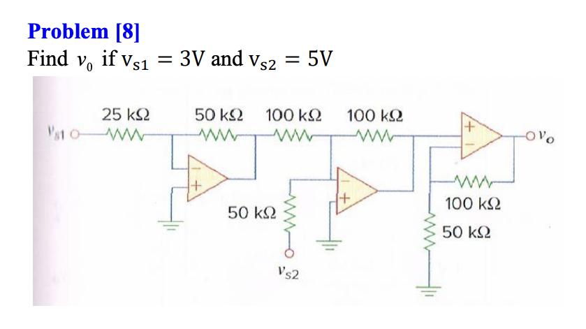 Solved Problem [8] Find v0 if vs1=3 V and vs2=5 V | Chegg.com