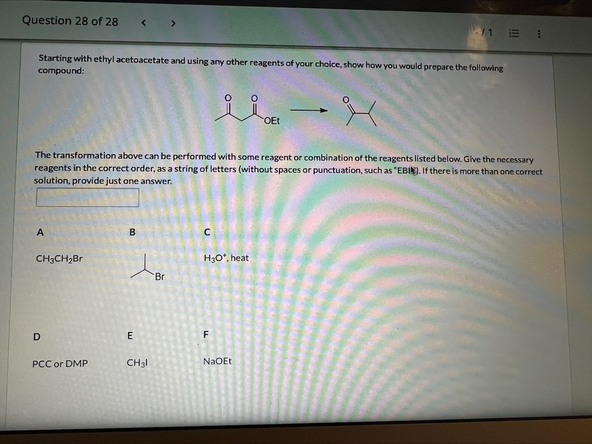 Solved Starting with ethyl acetoacetate and using any other | Chegg.com