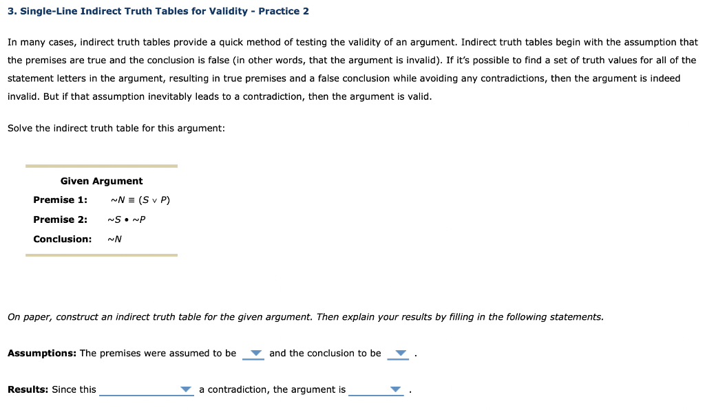 Solved 3. Single-Line Indirect Truth Tables for Validity - | Chegg.com