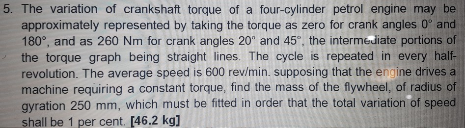 Solved 5. The variation of crankshaft torque of a | Chegg.com