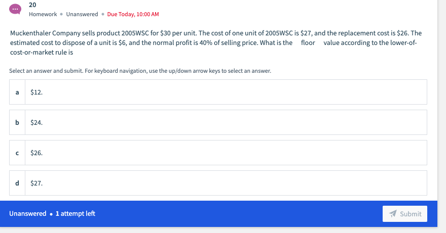 Solved 20 Homework. Unanswered. Due Today, 10:00 AM | Chegg.com