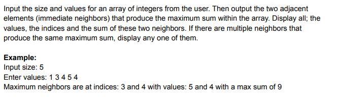 Solved Input the size and values for an array of integers | Chegg.com