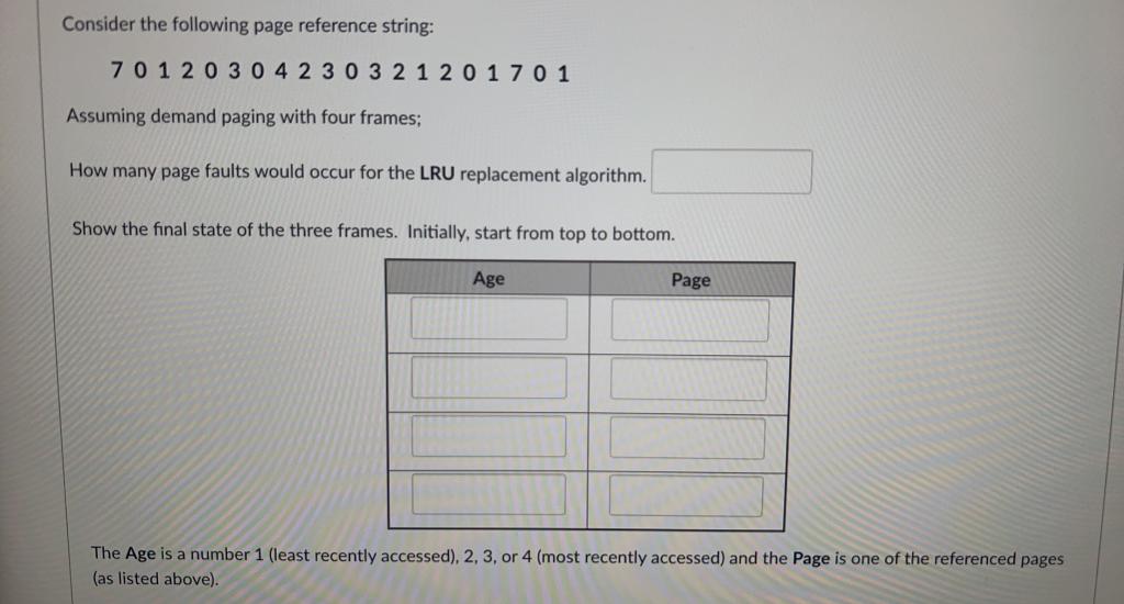 Solved Consider the following page reference string: 7 0 1 2 | Chegg.com