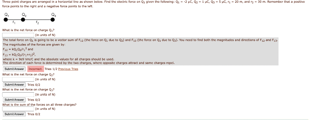 force points to the right and a negative force points | Chegg.com