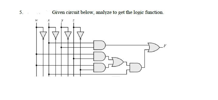Solved 5. Given circuit below, analyze to get the logic | Chegg.com