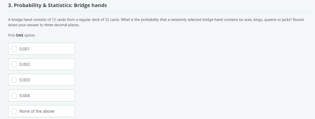 Solved 3. Probability & Statistics: Bridge hands A bridge | Chegg.com