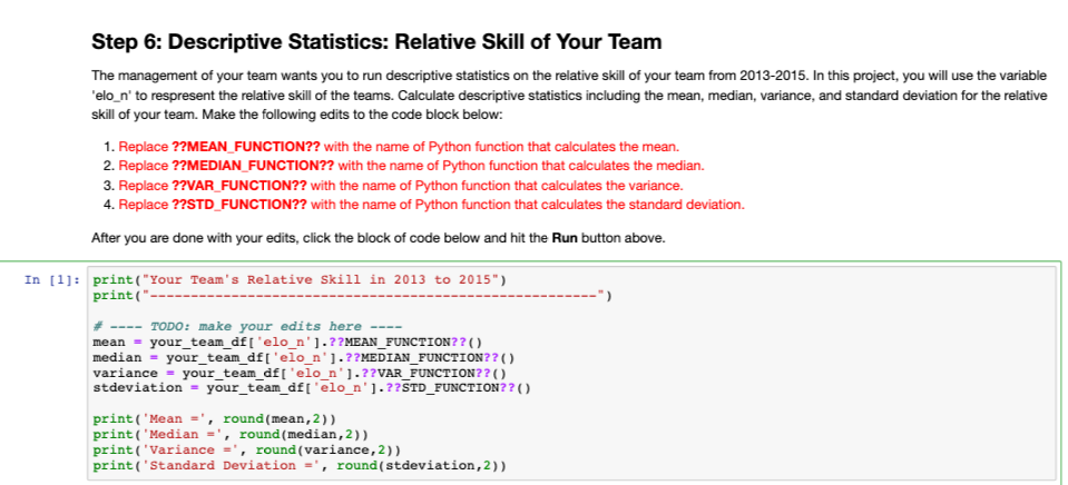Solved Step 6: Descriptive Statistics: Relative Skill of | Chegg.com