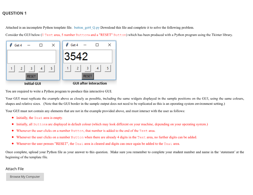 Solved QUESTION 1 Attached is an incomplete Python template | Chegg.com