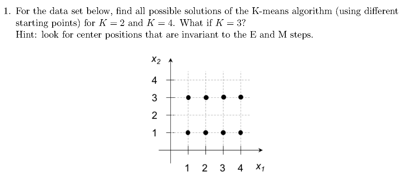 Solved 1. For the data set below, find all possible | Chegg.com
