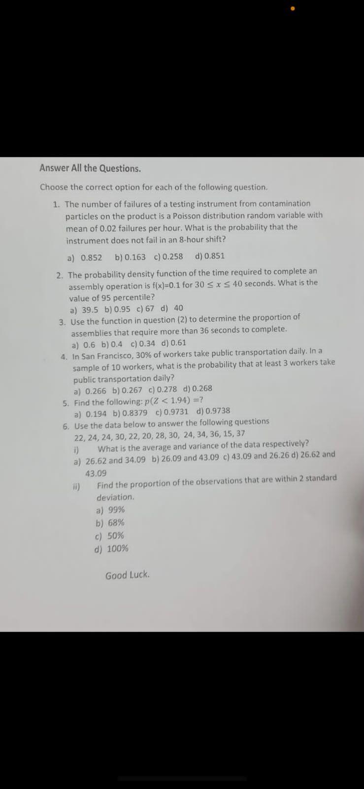 Solved Answer All the Questions. Choose the correct option | Chegg.com