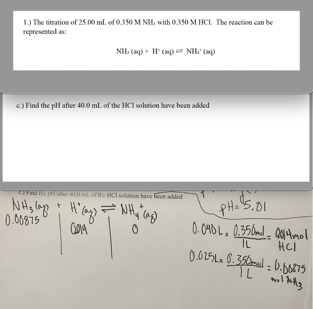 [Solved]: 1.) The titration of ( 25.00 mathrm{~mL} ) of