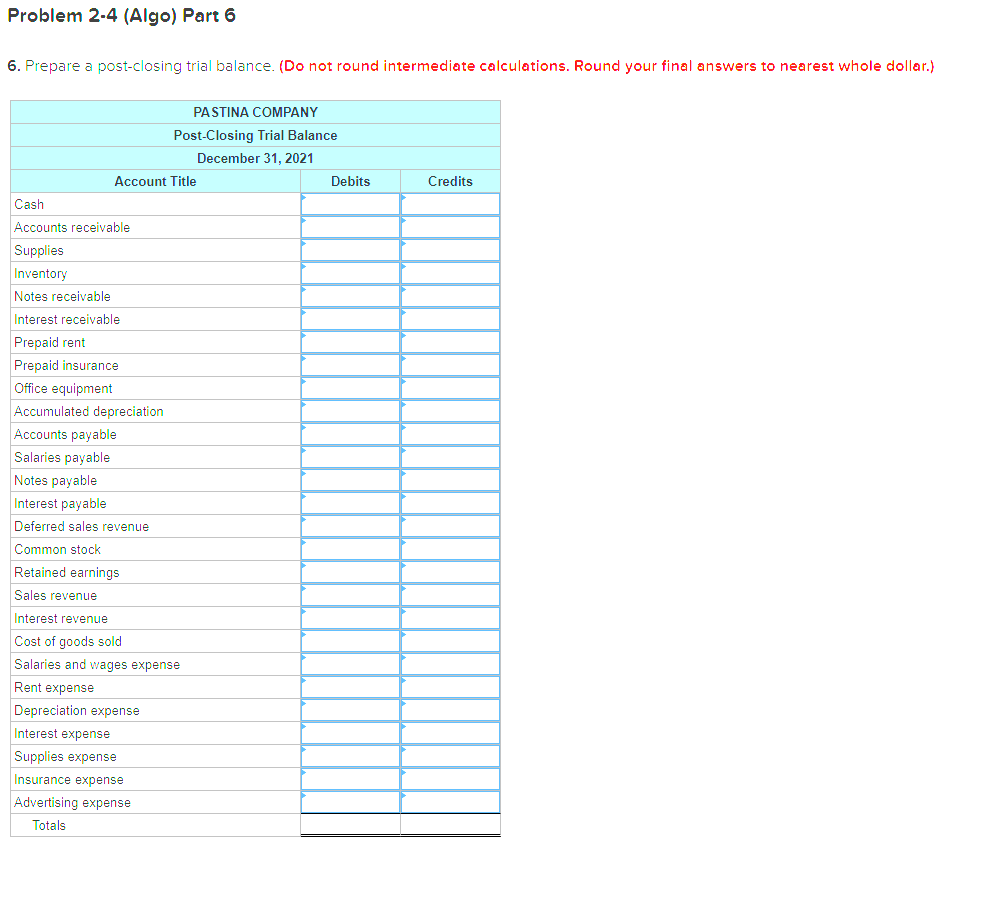 Solved Required information Problem 2-4 (Algo) Accounting | Chegg.com