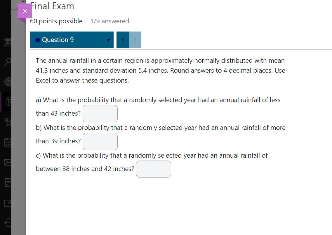 Solved Final Exam Х 60 points possible 1/9 answered Question | Chegg.com
