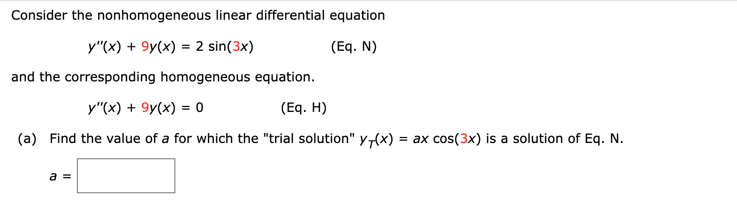 Solved Consider the nonhomogeneous linear differential | Chegg.com