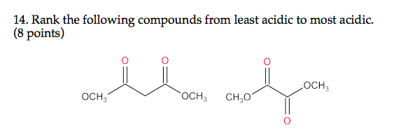 Solved 14. Rank the following compounds from least acidic to | Chegg.com