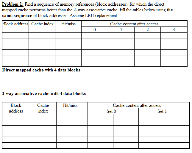 Solved Problem 1: Find a sequence of memory references | Chegg.com