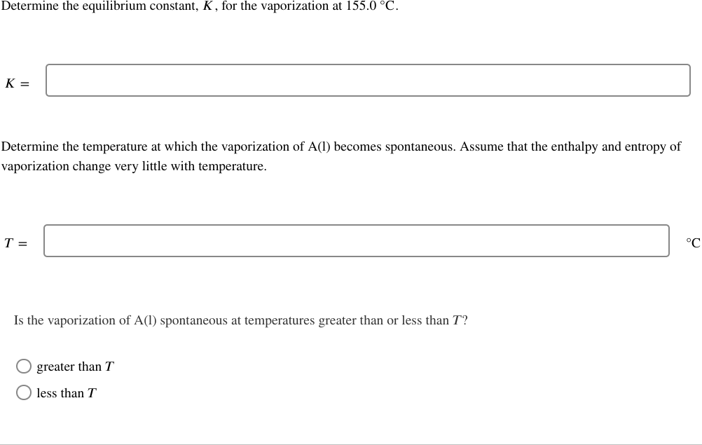 Solved The vaporization of compound A is described by the | Chegg.com