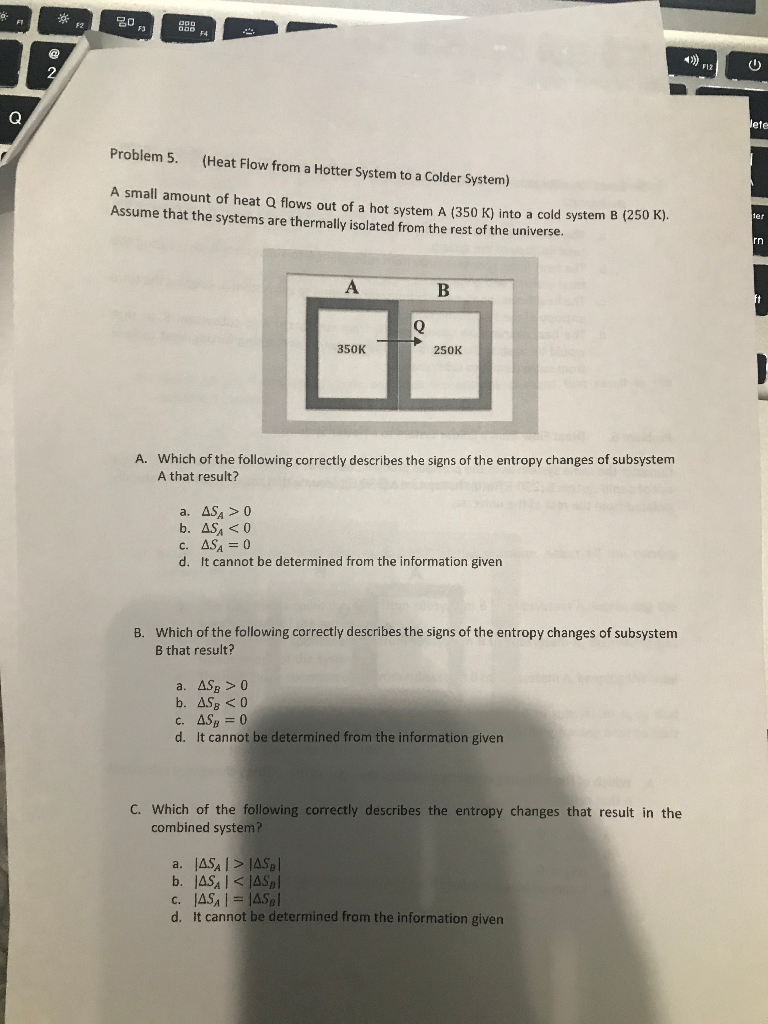 Solved 20 F12 2 Q Vete Problem 5. (Heat Flow from a Hotter | Chegg.com