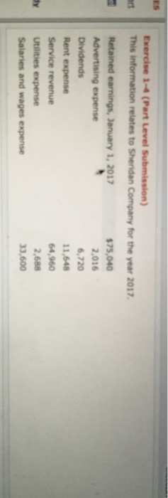 Solved Exercise 1-4 (Part Level Submission) tThis | Chegg.com