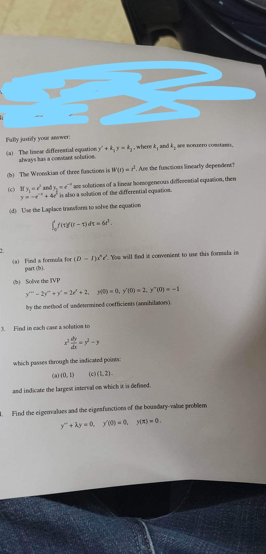 Solved Fully justify your answer: (a) The linear | Chegg.com