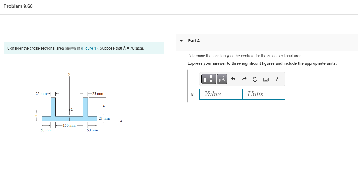Solved Problem 9.66Consider the cross-sectional area shown | Chegg.com
