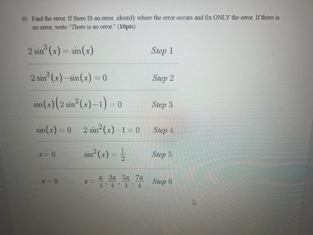 Solved Find the error. If there IS an error, identify where | Chegg.com