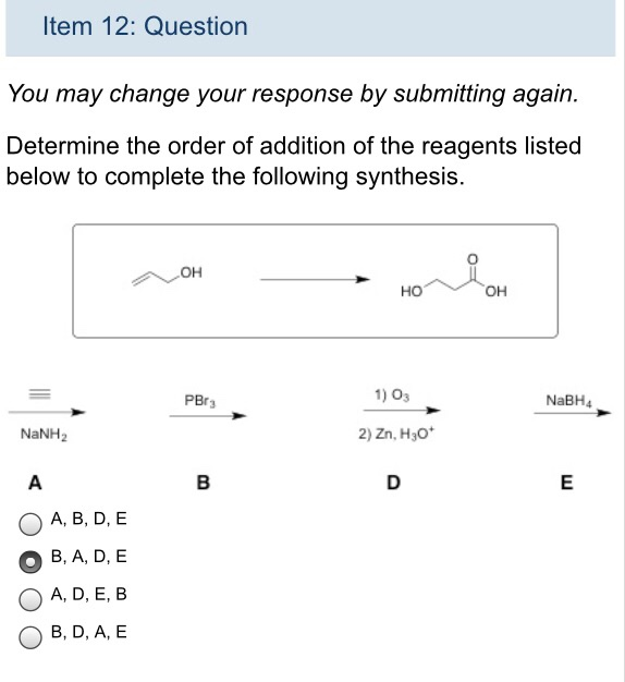 Solved Item 12: Question You may change your response by | Chegg.com