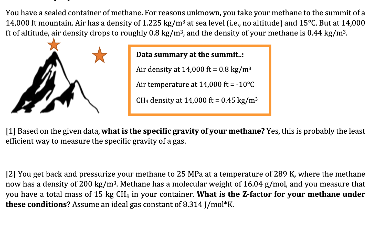 Solved You have a sealed container of methane. For reasons | Chegg.com