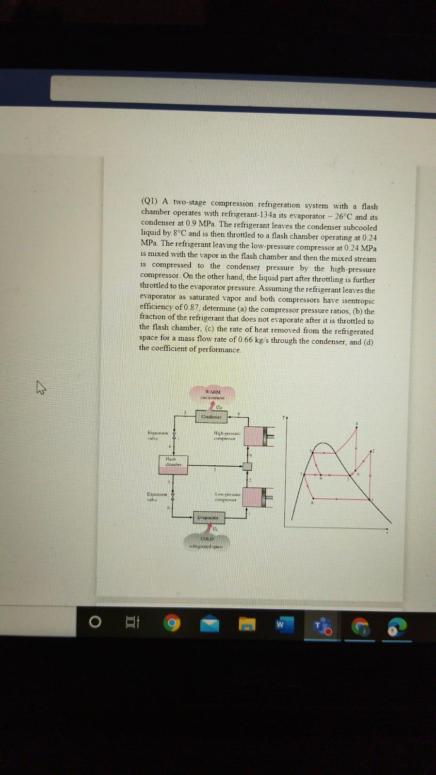 Solved (Q1) A two-stage compression refrigeration system | Chegg.com