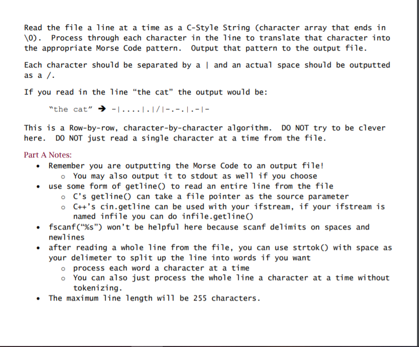 Solved Part A - Characters to Morse Code Format You are | Chegg.com