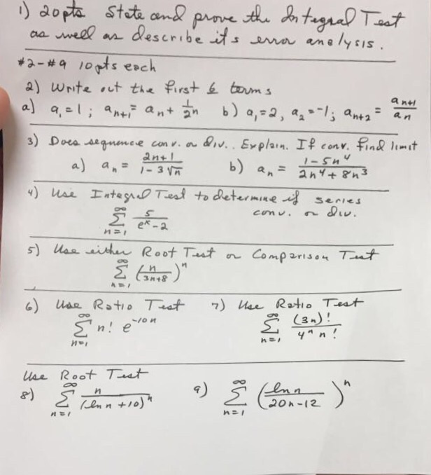 Solved State and prove the integral test as well as describe | Chegg.com