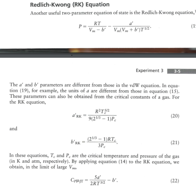 Solved Redlich-Kwong (RK) Equation Another useful | Chegg.com
