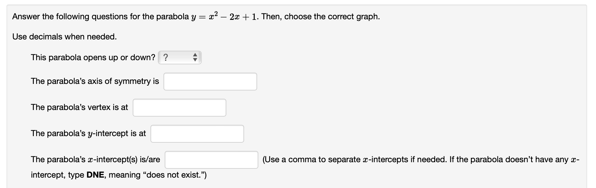 Solved Answer the following questions for the parabola | Chegg.com