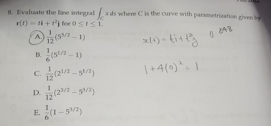 Solved 8. Evaluate the line integral ∫Cxd s where C is the | Chegg.com
