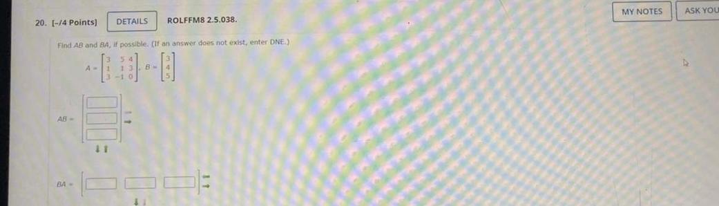 Solved MY NOTES ASK YOU 20. [-14 Points) DETAILS ROLFFM8 | Chegg.com