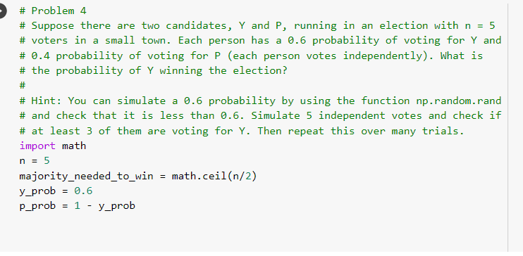 Solved # Problem 4 # Suppose there are two candidates, Y and | Chegg.com