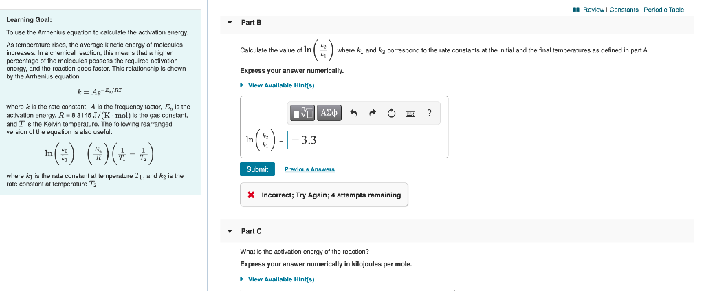 Solved Review Constants Periodic Table Learning Goal: To use | Chegg.com