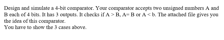 Solved Design and simulate a 4-bit comparator. Your | Chegg.com