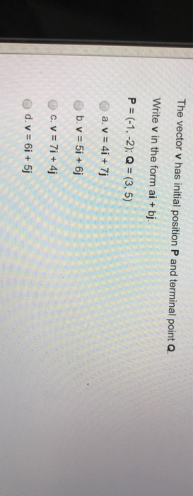 Solved The vector v has initial position P and terminal | Chegg.com
