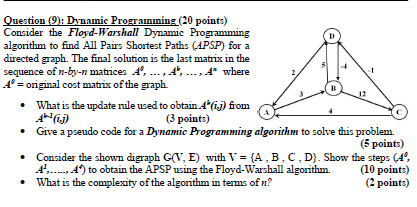 Solved Question (9): Dynanie Programming (20 points) | Chegg.com