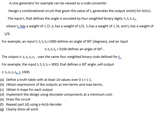 A sine generator for example can be viewed as a code | Chegg.com