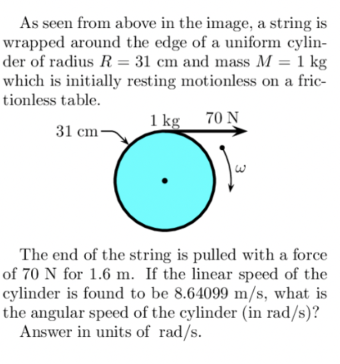 Solved As seen from above in the image, a string is wrapped | Chegg.com