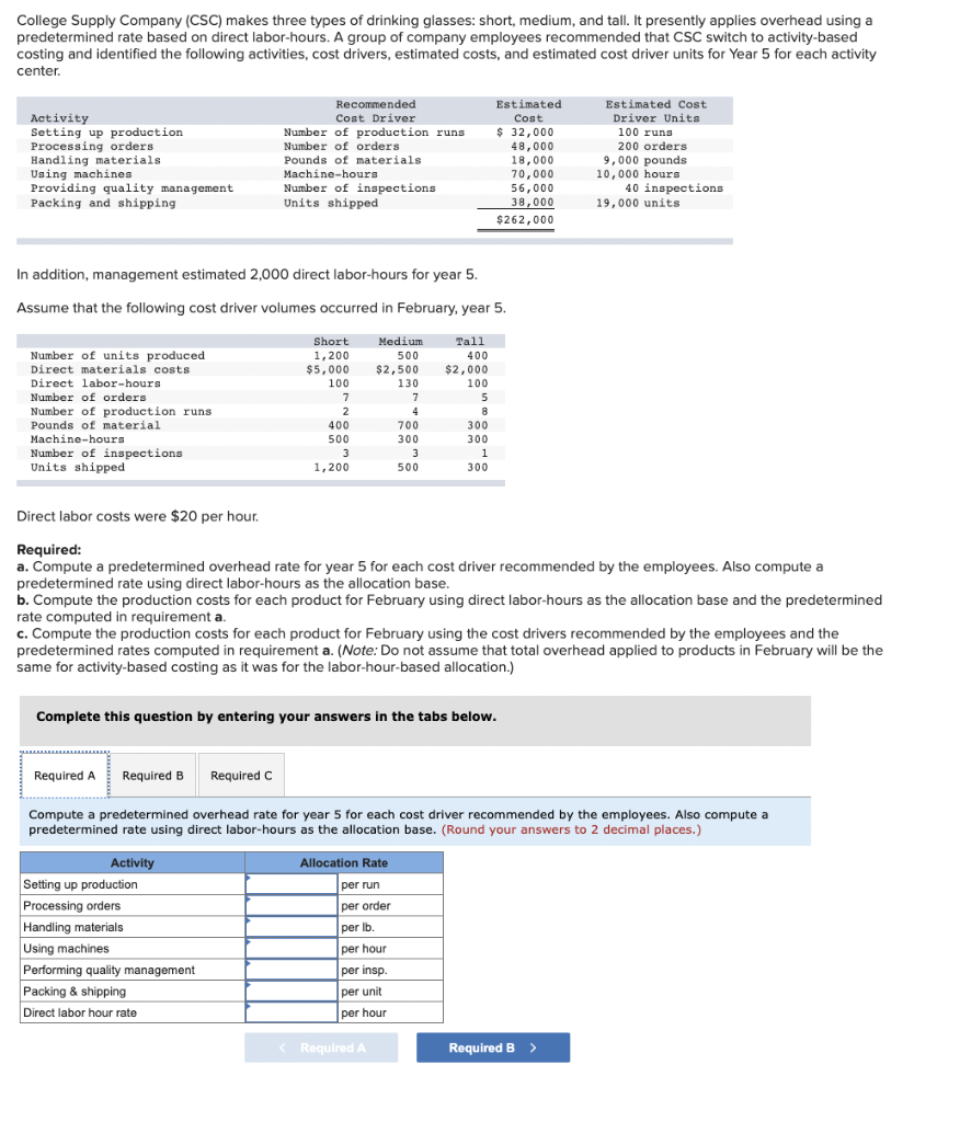 Solved College Supply Company (CSC) makes three types of | Chegg.com