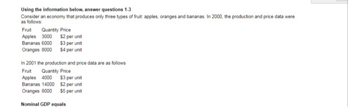 Solved Using the information below, answer questions 1.3 | Chegg.com