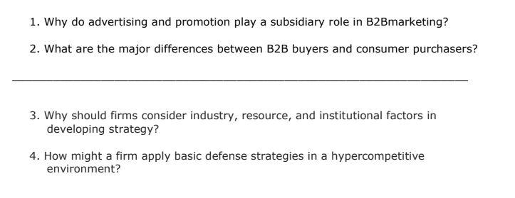 Solved 1. Why do advertising and promotion play a subsidiary | Chegg.com