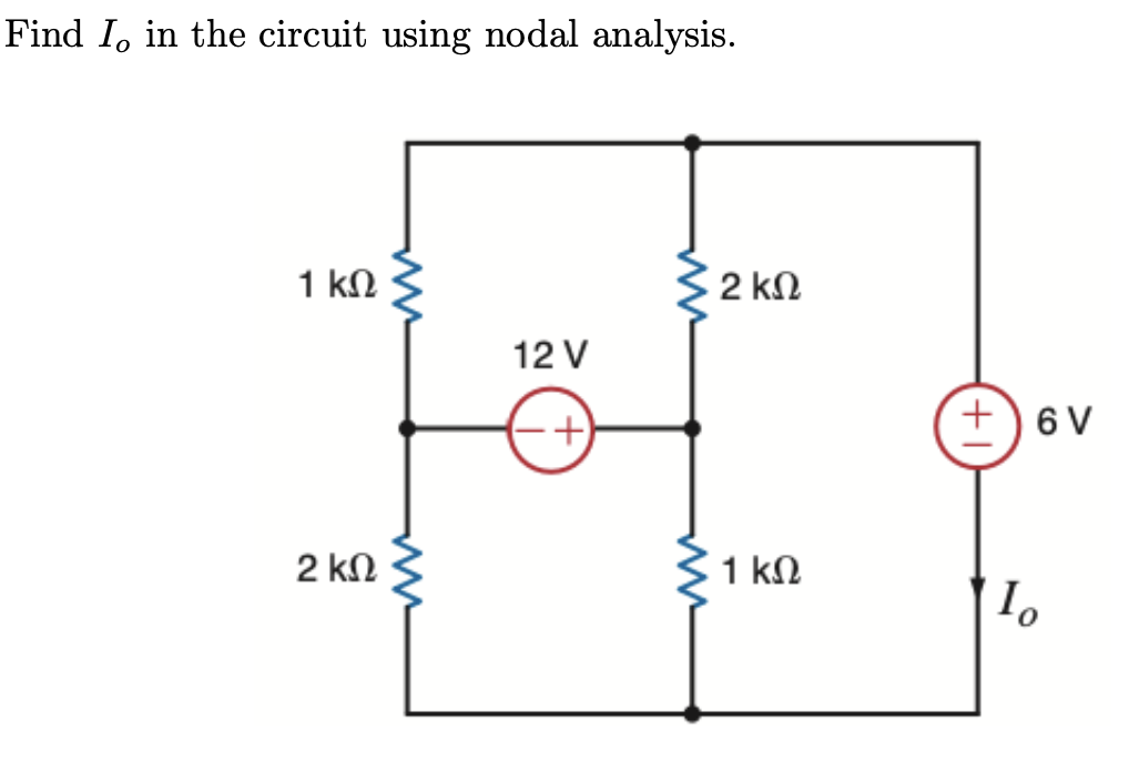 Solved Find Io in the circuit using nodal analysis. | Chegg.com